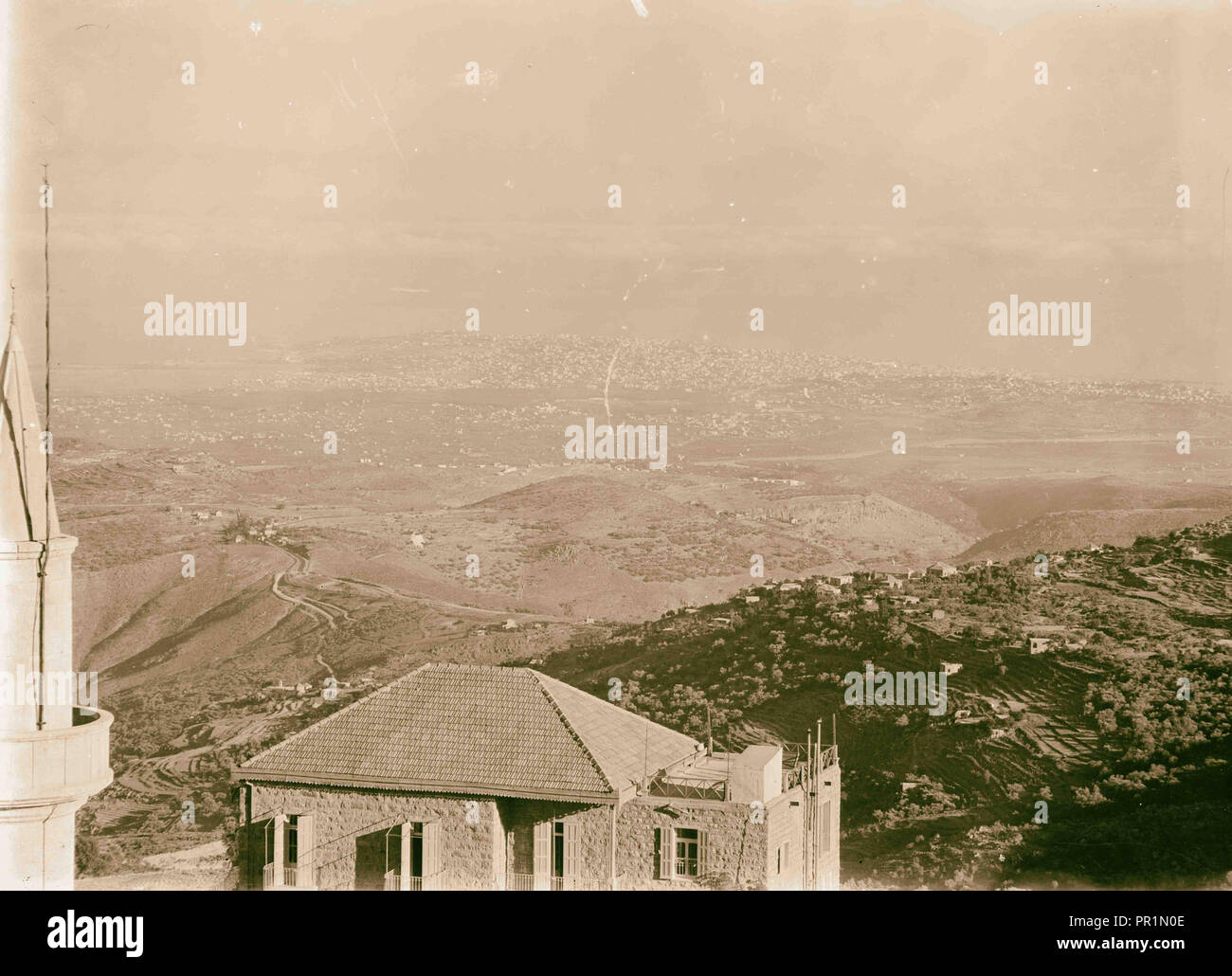 Syria. Beirut. Distant view from Aley. (Aley is on the Heights of ...