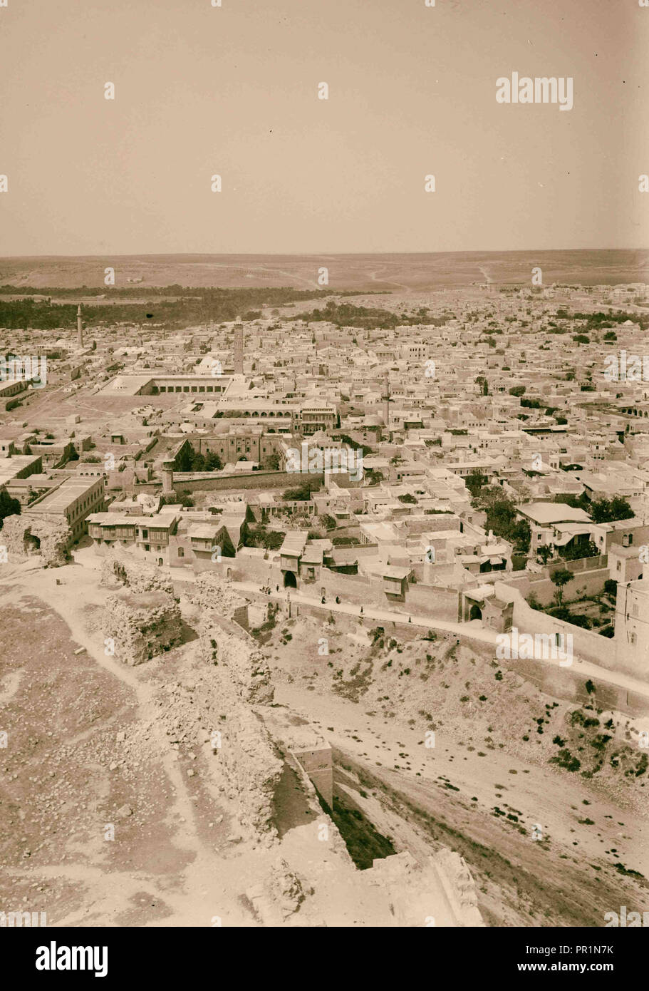 Aleppo (Haleb) and environs. View of Aleppo from the castle. 1900 ...