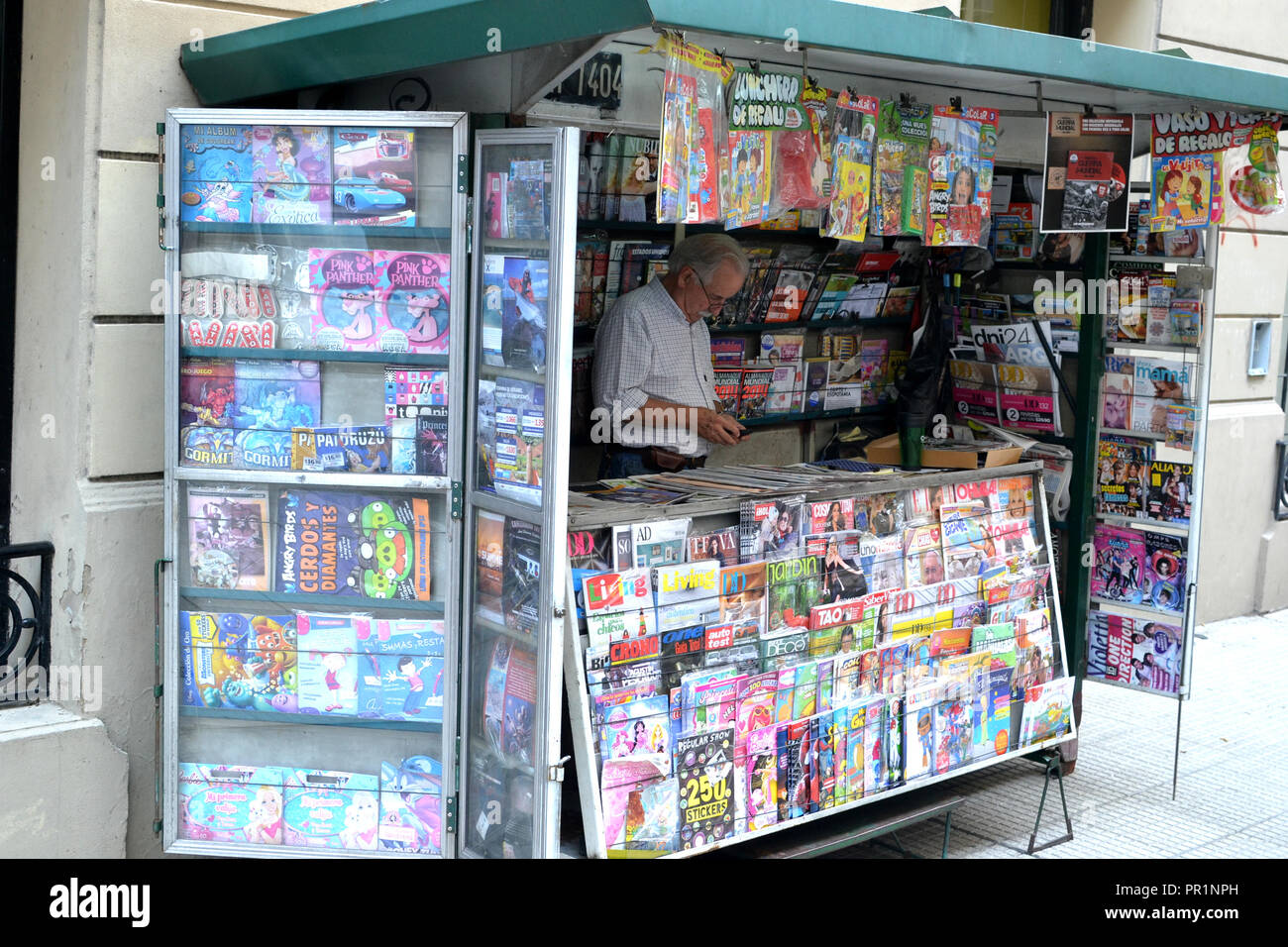 Magazine stand / kiosk with vendor in Buenos Aires, Argentina Stock ...