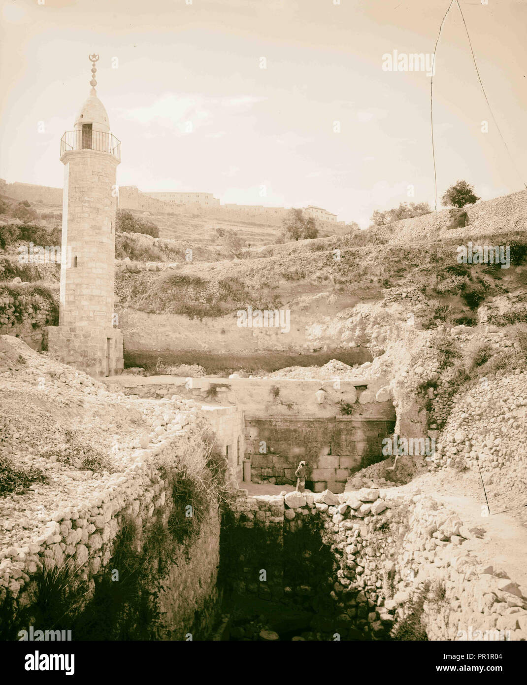 Jerusalem El-Kouds Pool of Siloam American Colony, 1898, Israel Stock ...