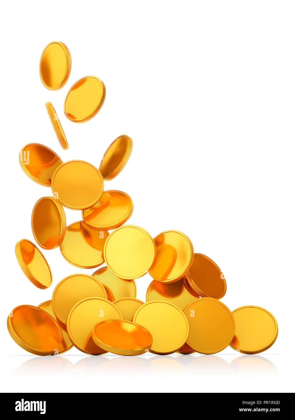 Falling gold coins, illustration Stock Photo - Alamy