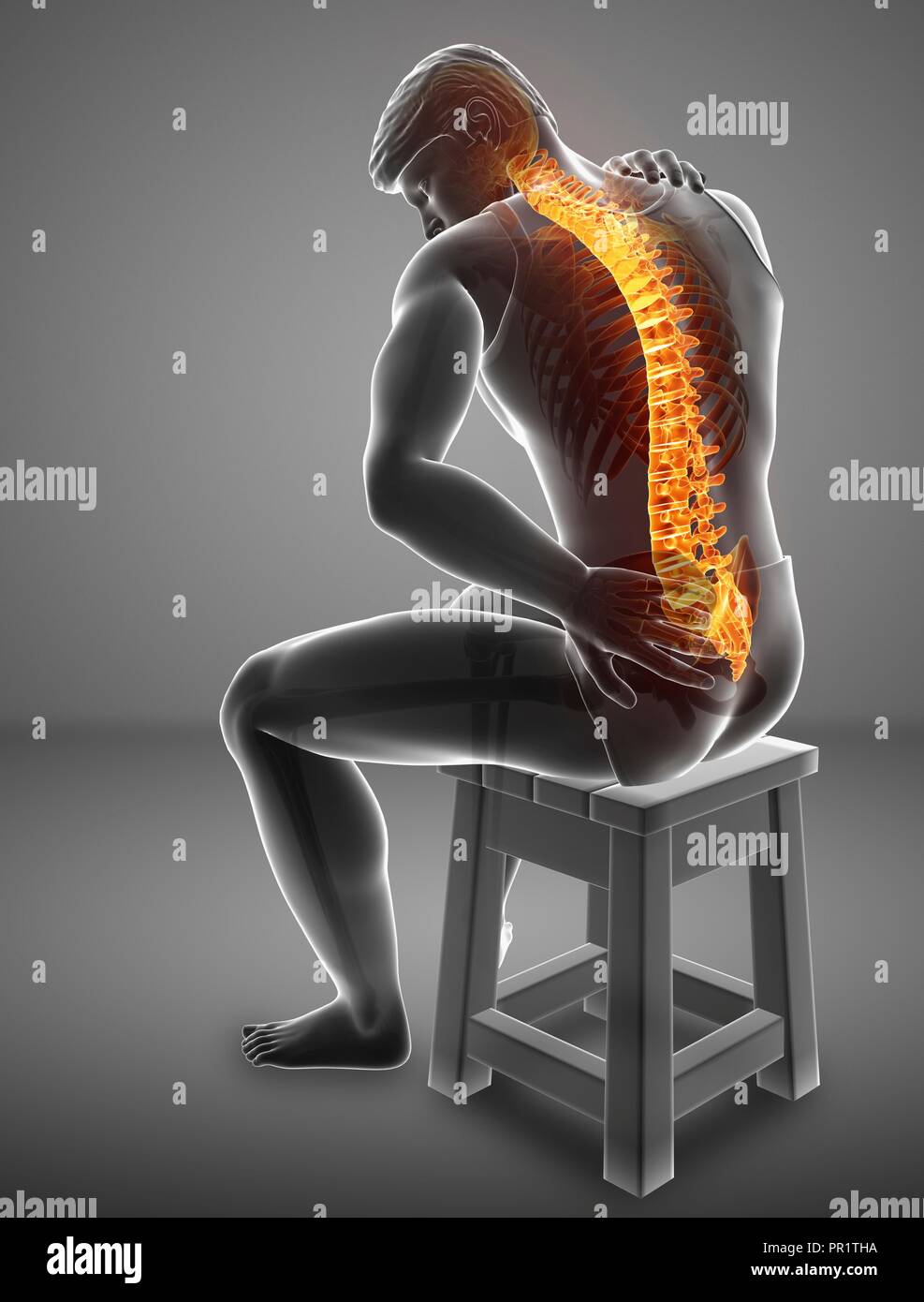 Man with back pain, computer illustration Stock Photo - Alamy