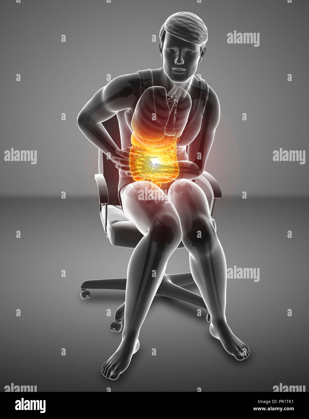 Man with abdominal pain, computer illustration Stock Photo - Alamy