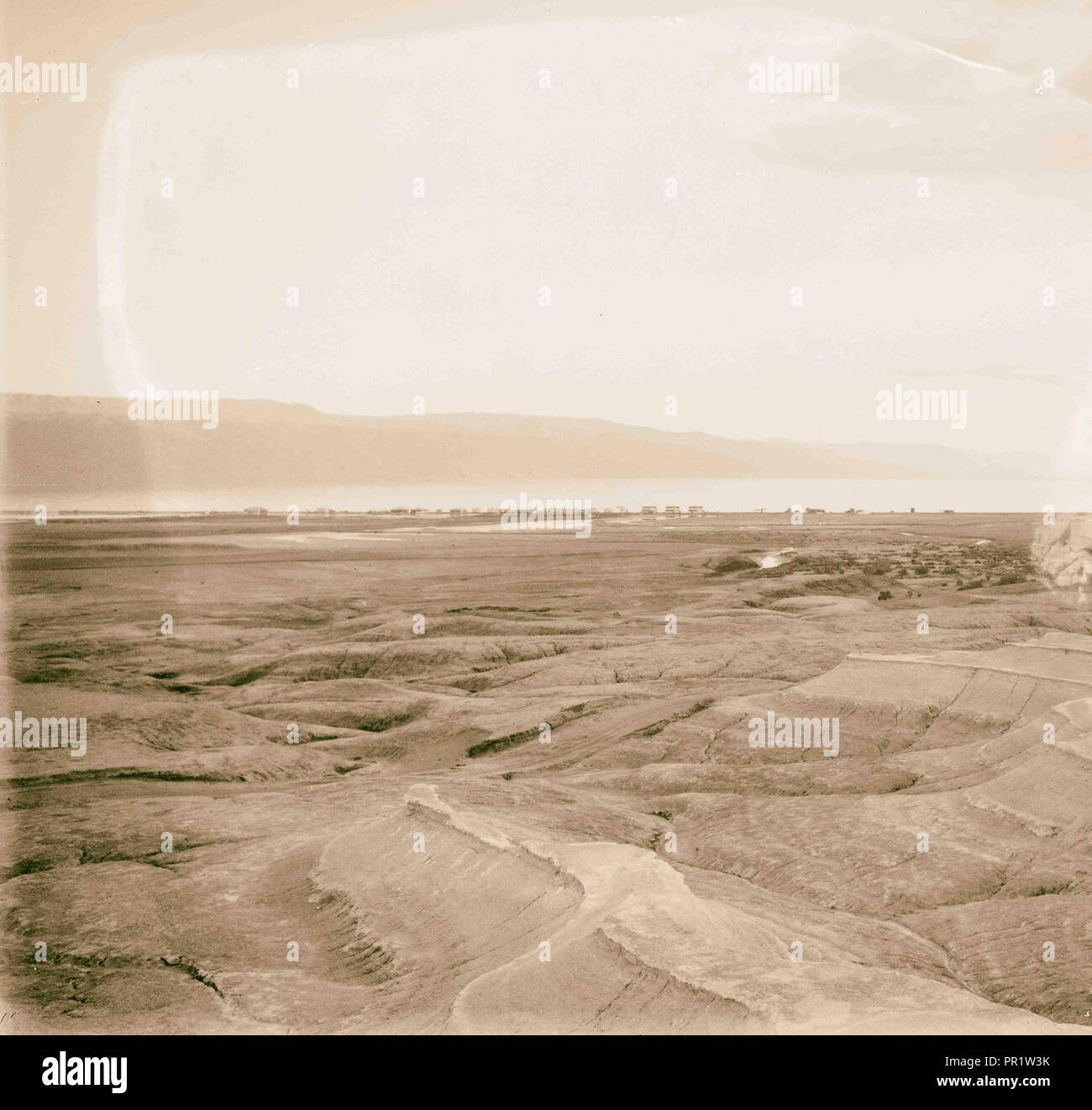 Dead Sea, Palestine Potash Works. Works and piles of salt. 1920 Stock ...