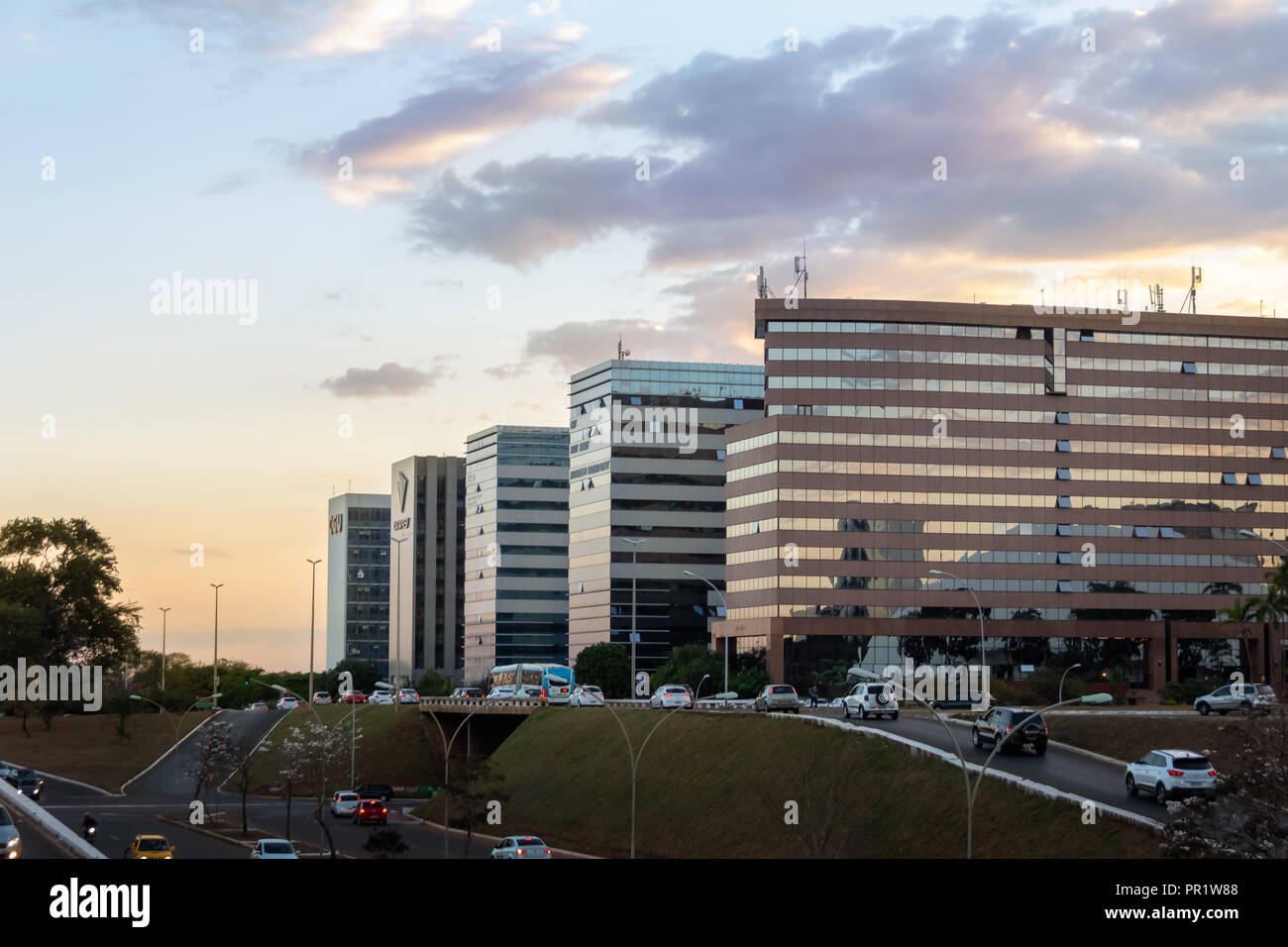 Brasilia Buildings at sunset - Brasilia, Distrito Federal, Brazil Stock ...