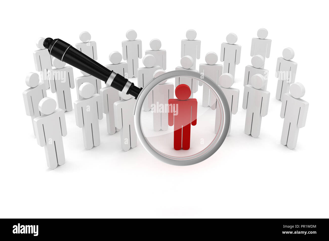 3d man, crowd and magnifying glass Stock Photo - Alamy