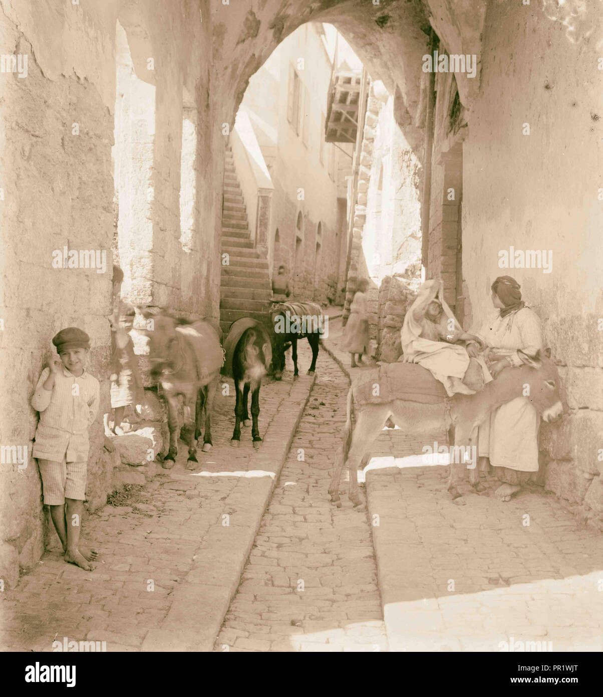 Nazareth, old city street. 1898, Israel, Nazareth Stock Photo - Alamy