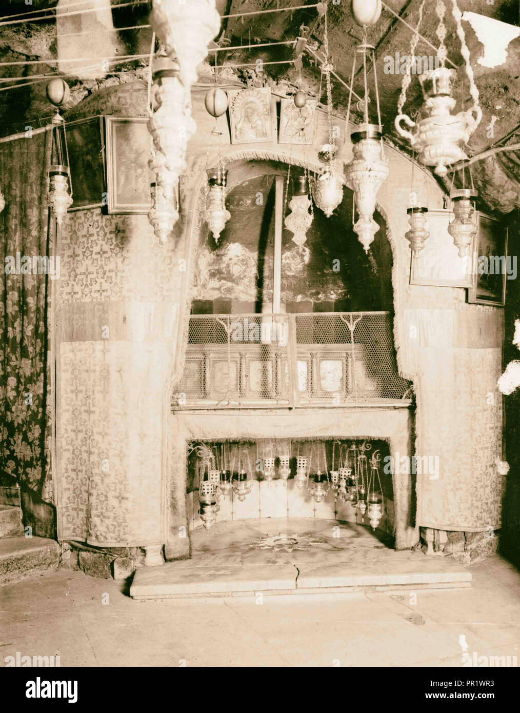 The Grotto in the Church of the Nativity, Bethlehem. 1898, West Bank ...