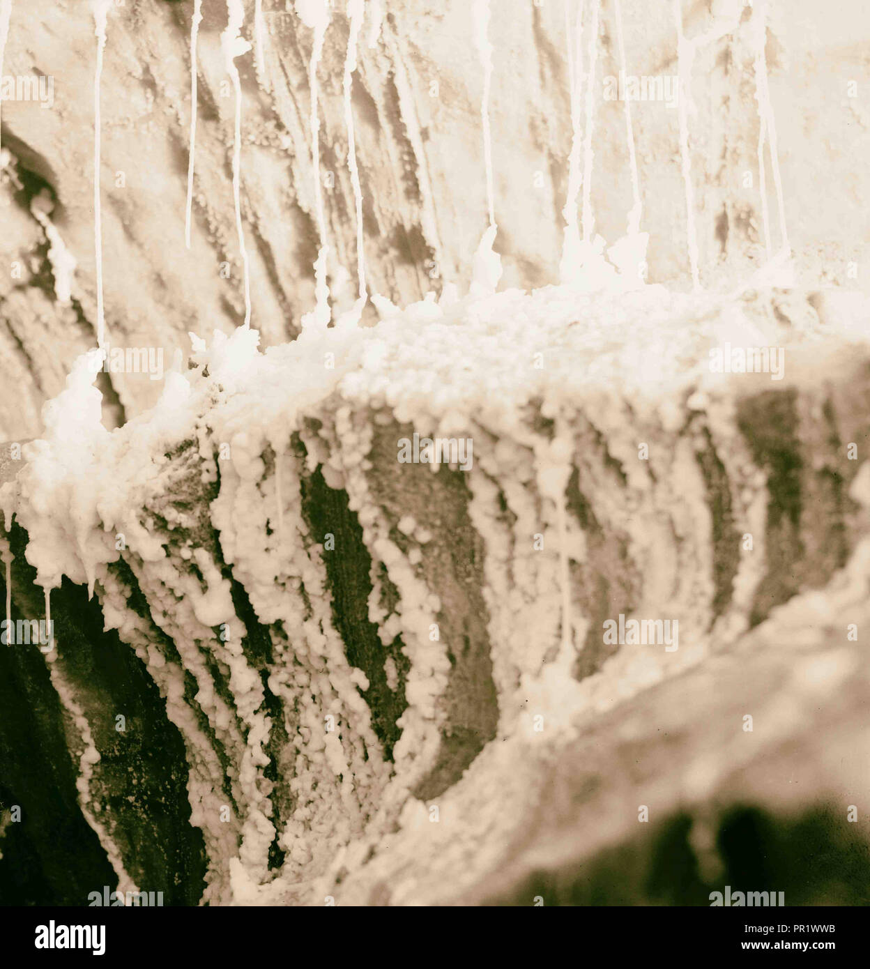 Around the Dead Sea. Salt stalactites in the cave, Jebel Usdum. 1900 ...
