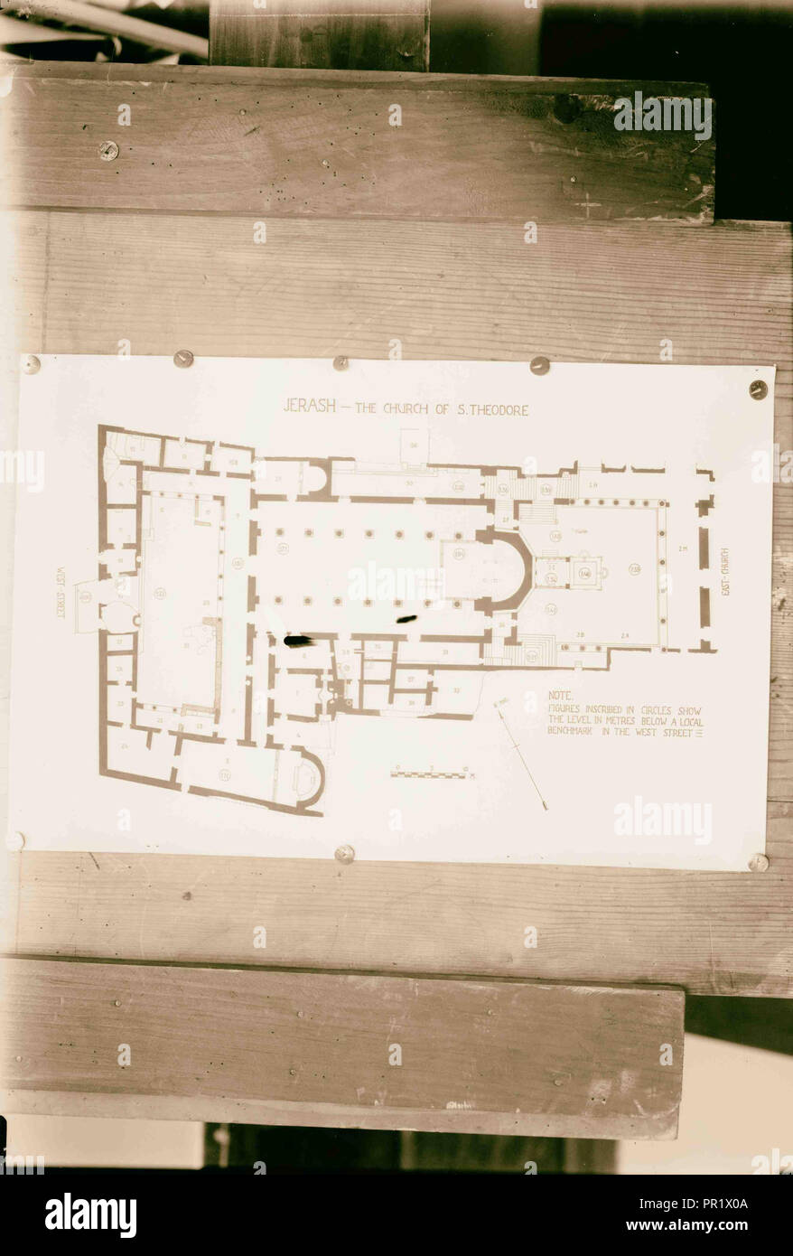 Plan of the Church of S. Theodore, Jerash (left); aerial view of the ...