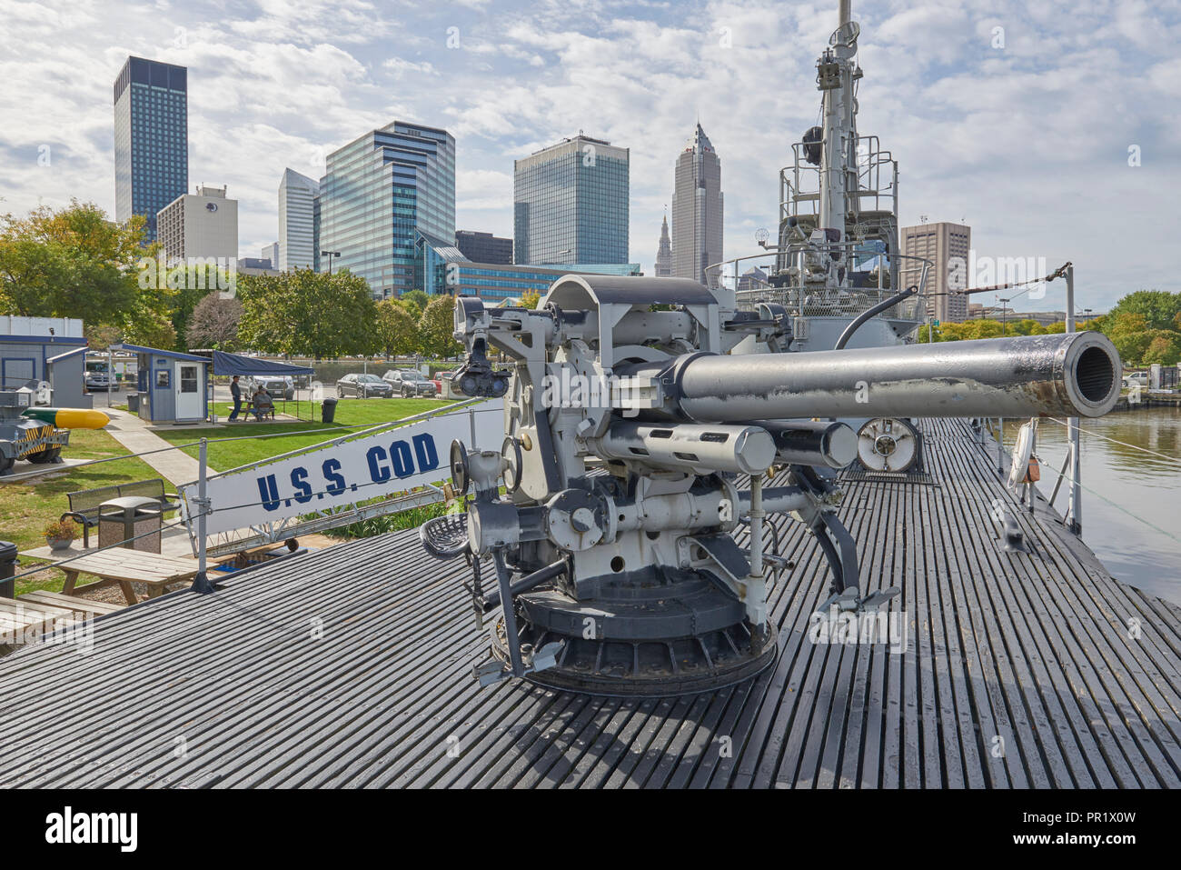 World War II Submarine U.S.S. Cod Memorial docked at North Coast Harbor ...