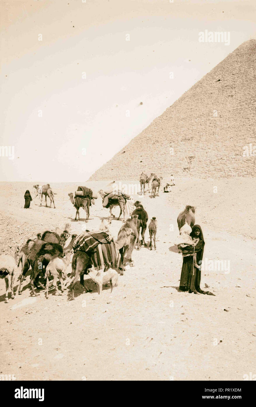 Egypt, caravan of Bedouins leaving pyramid. 1898, Egypt Stock Photo - Alamy