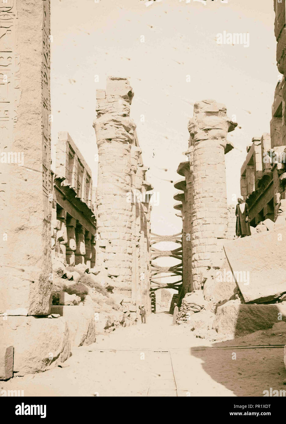 Egypt, Temple Rameses II, central aisle of hypostyle hall. 1898, Egypt ...