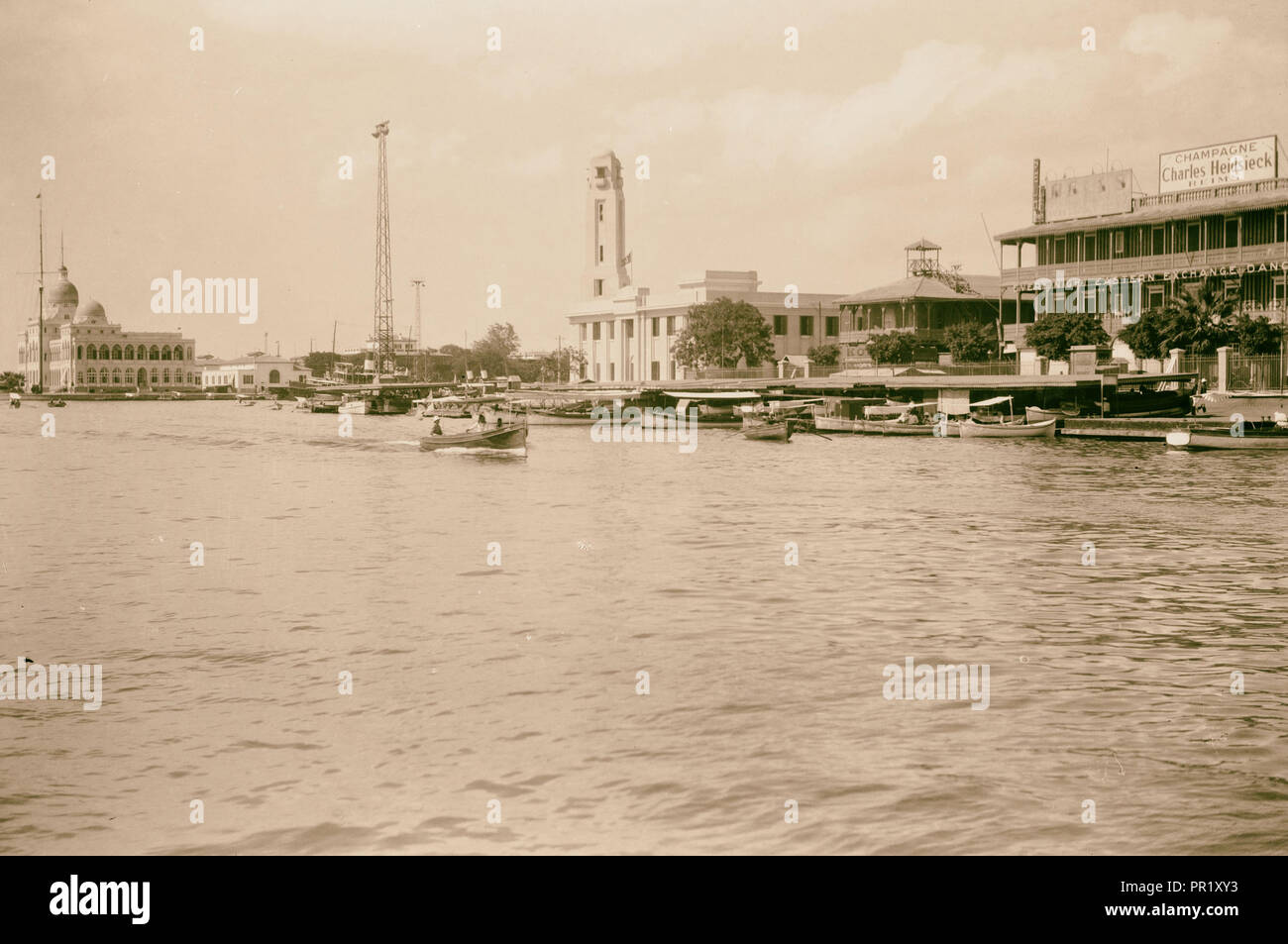 Egyptian views. Port Said. Statue of de Lesseps at entrance to Suez ...