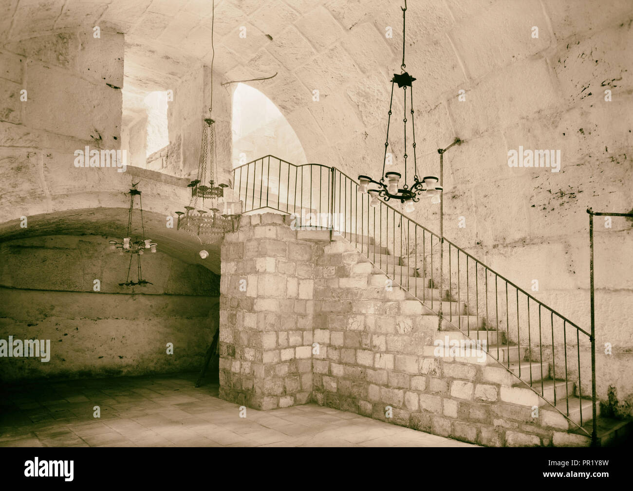 In the Temple area, the Moslem mosque of el-Burak, interior, showing ...