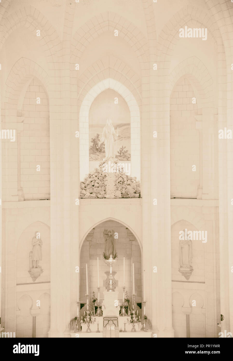 French church & orphanage of 'Jesus Adolescent' in Nazareth. Telephoto ...