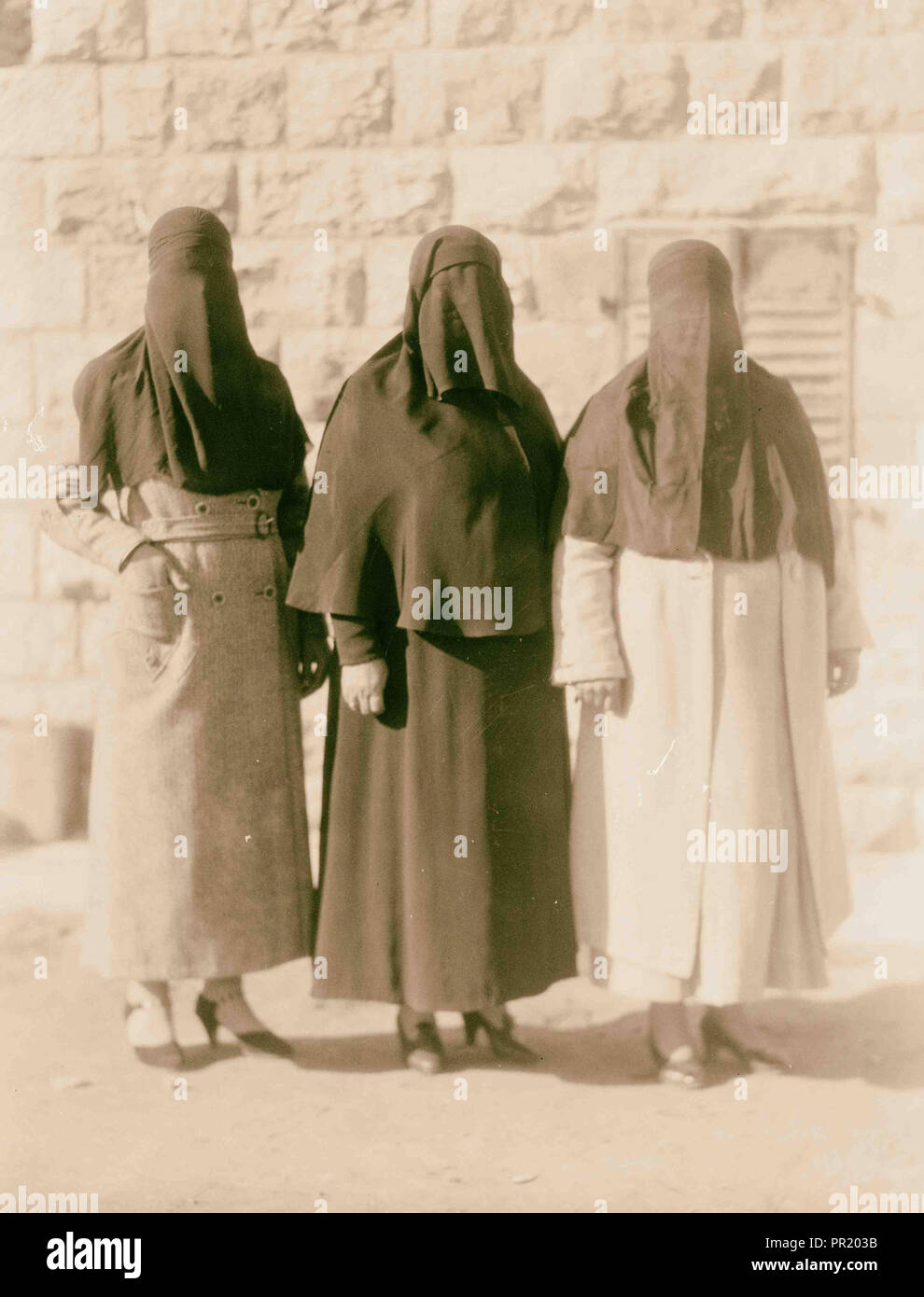 Veiled Mohammedan, Muslim women. 1900, Middle East, Israel and/or ...