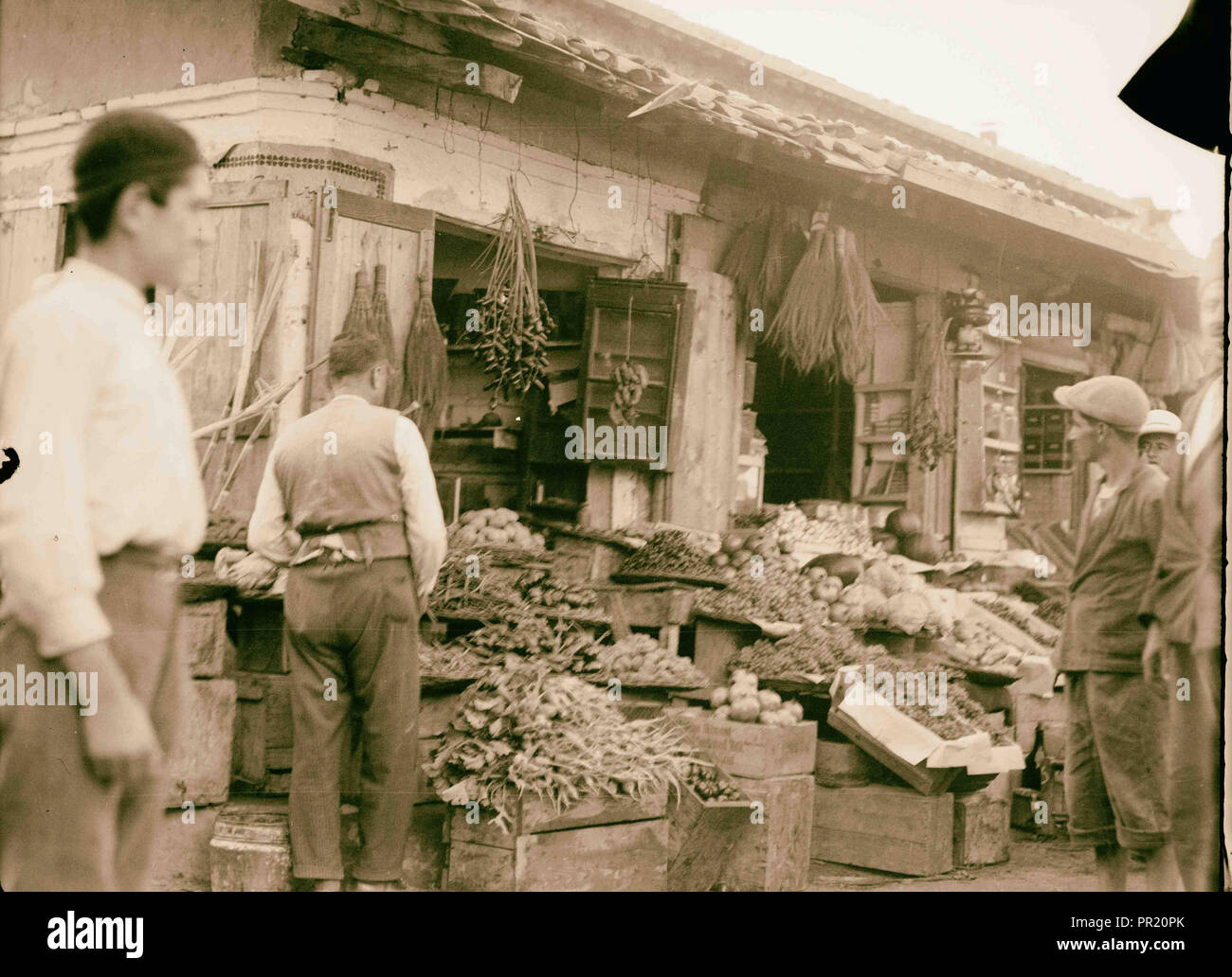Alexandretta & bay. Native fruit stand. 1934, Turkey, ıskenderun ...
