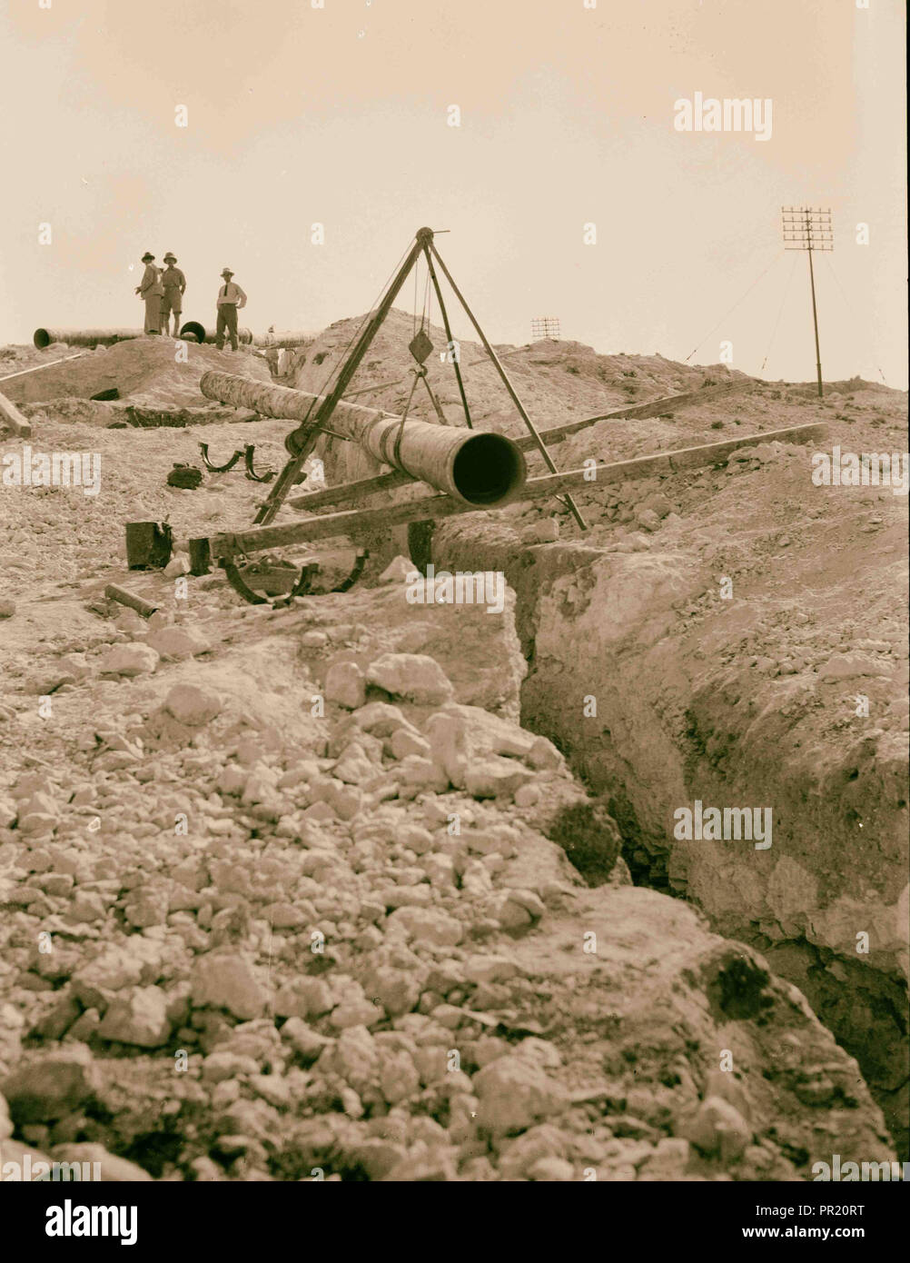 Jerusalem Water Works. Steep grade. Pipe laying just outside Jerusalem ...
