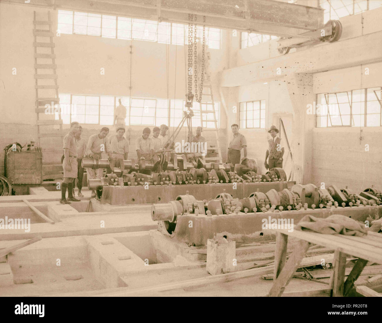 Jerusalem Water Works. Bab-el-Wad engine house, interior. 1934, Israel ...