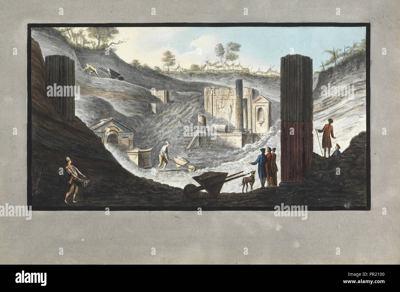 View of the first discovery of the Temple of Isis at Pompeii, Campi ...
