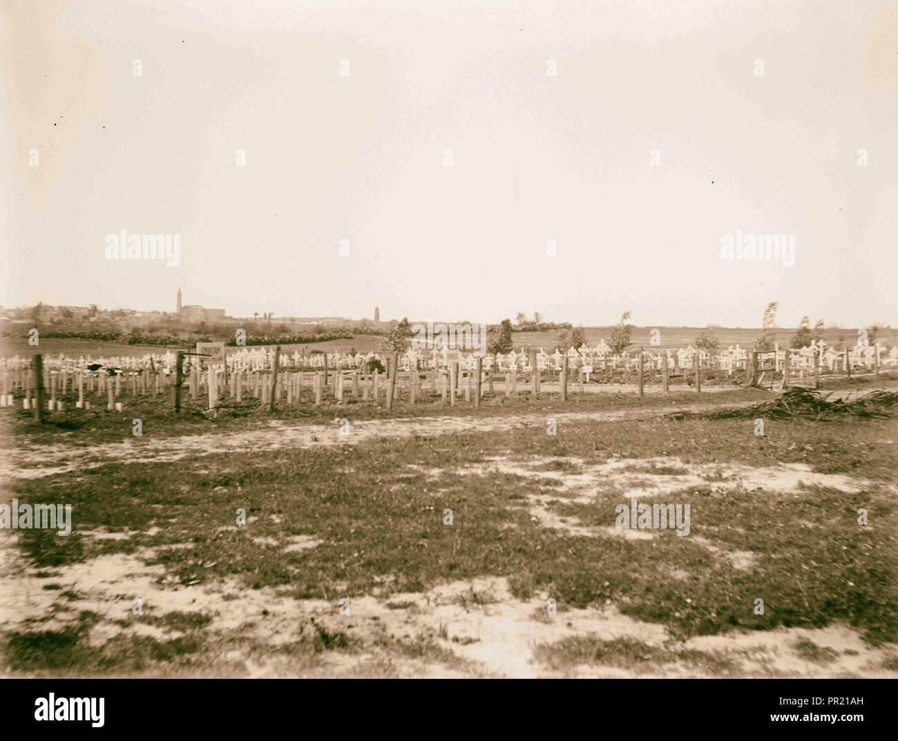 Various results of the war. War cemetery at Ramleh. 1917, Israel ...