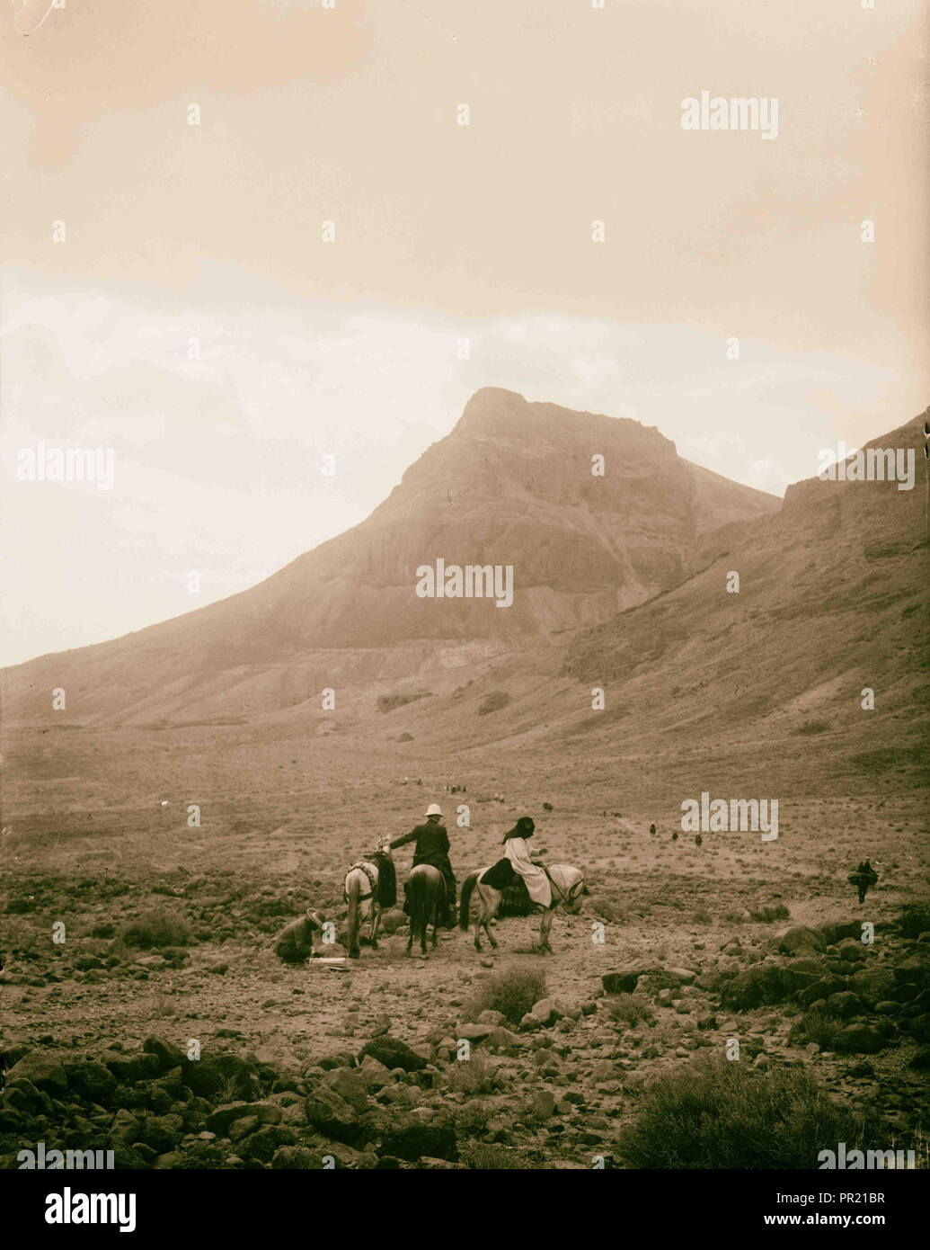 Motor boat trip around the Dead Sea. Masada. Land approach from the ...