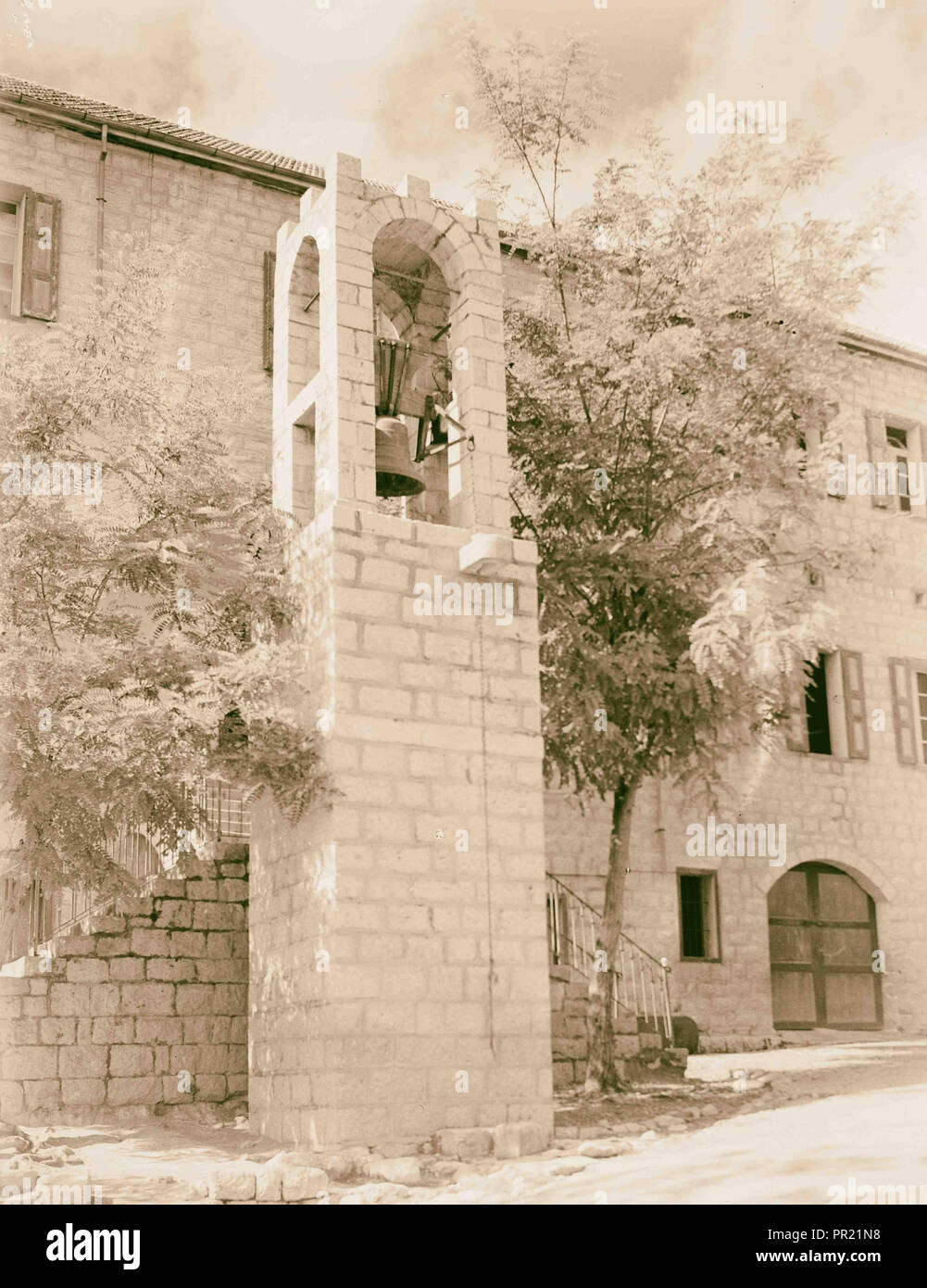 Mr. Oliver's school, Ras-el-Matn. The school belfry. 1940, Lebanon ...
