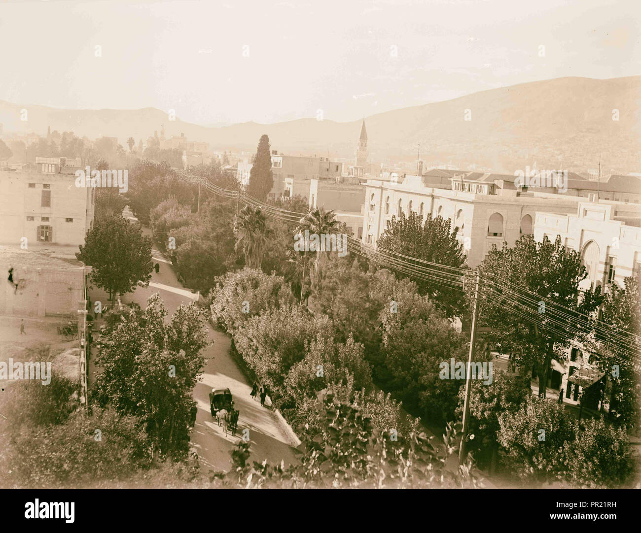 Damascus. Jamal Pasha Boulevard looking down from Bauk building roof ...
