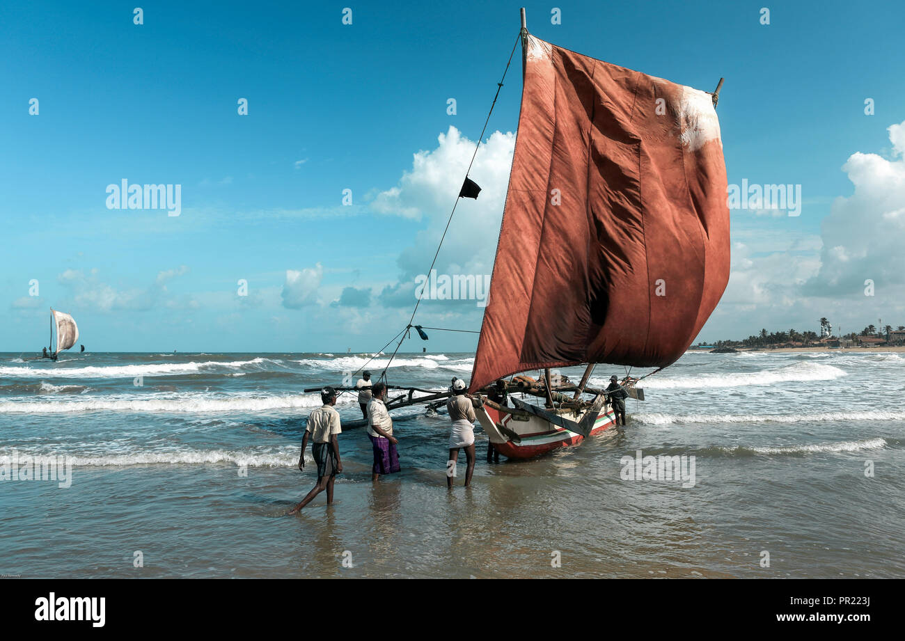 Traditional sailing fishing boats in Negombo, Sri Lanka Stock Photo - Alamy