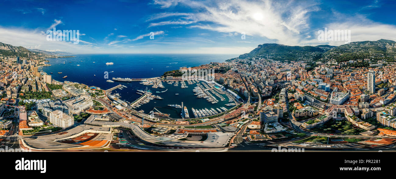 Mountains in Monaco Monte-Carlo city riviera Drone summer photo Air 360 ...