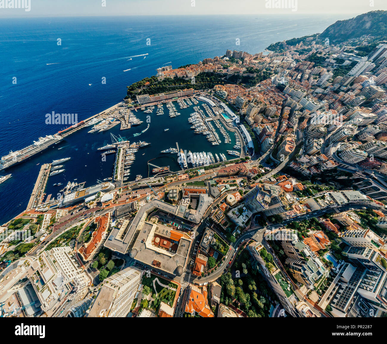 Mountains in Monaco Monte-Carlo city riviera Drone summer photo Air 360 ...