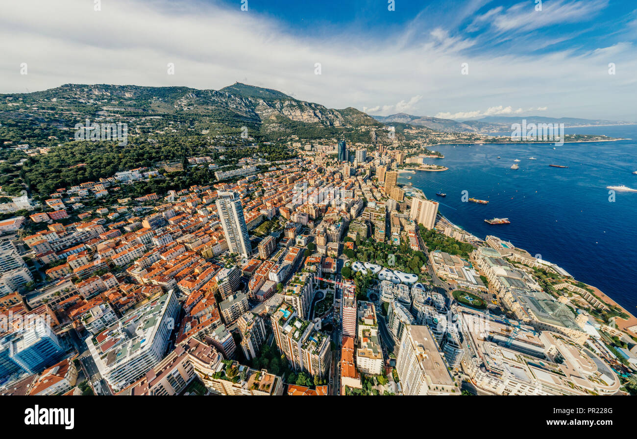 Mountains in Monaco Monte-Carlo city riviera Drone summer photo Air 360 ...