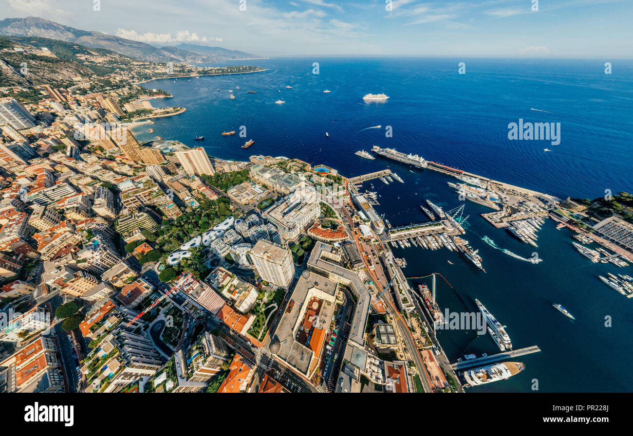 Mountains in Monaco Monte-Carlo city riviera Drone summer photo Air 360 ...