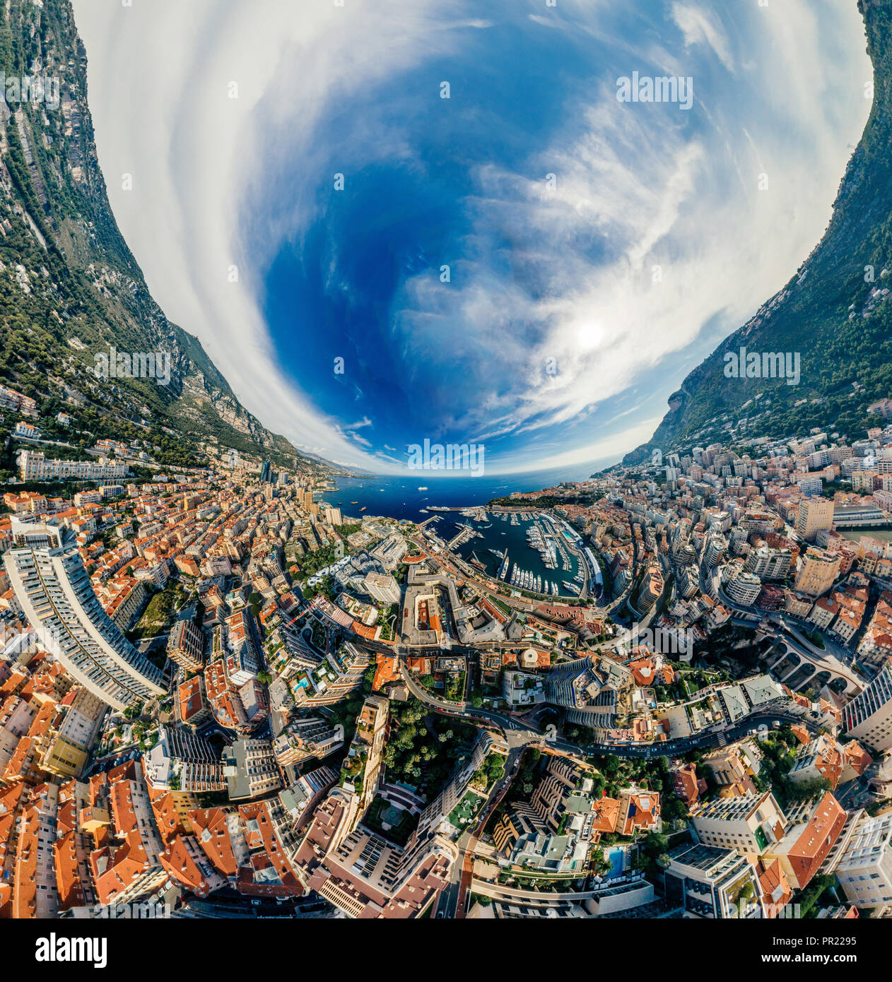 Mountains in Monaco Monte-Carlo city riviera Drone summer photo Air 360 ...