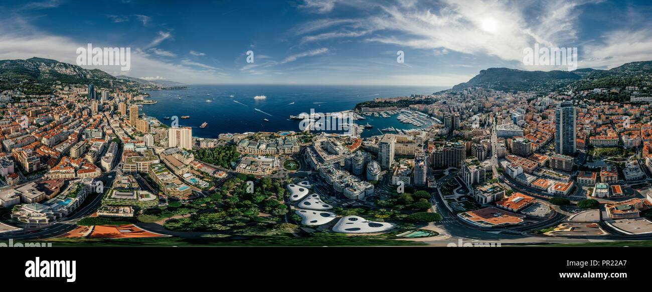 Mountains in Monaco Monte-Carlo city riviera Drone summer photo Air 360 ...