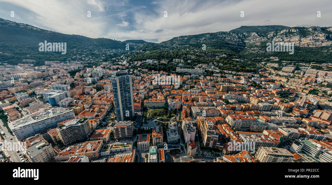 Mountains in Monaco Monte-Carlo city riviera Drone summer photo Air 360 ...