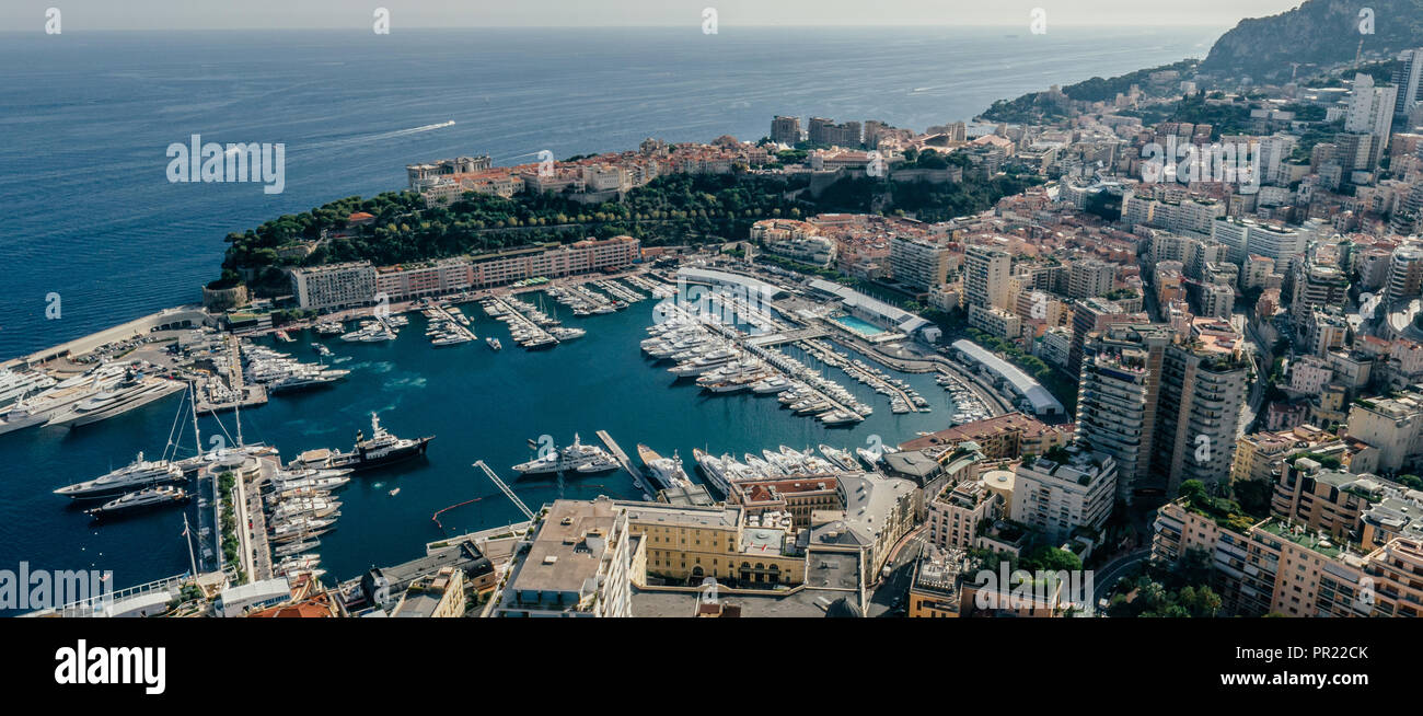 Mountains in Monaco Monte-Carlo city riviera Drone summer photo Air 360 ...