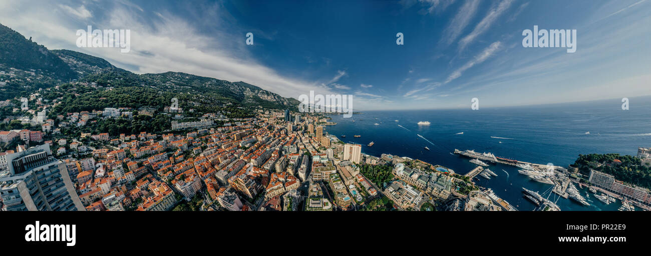 Mountains in Monaco Monte-Carlo city riviera Drone summer photo Air 360 ...