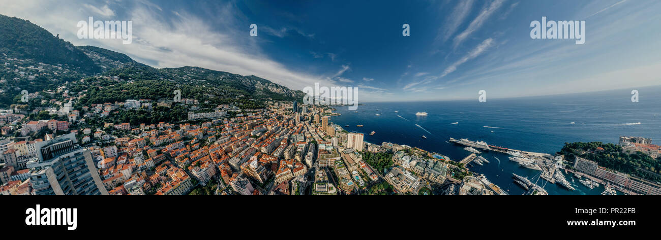 Mountains in Monaco Monte-Carlo city riviera Drone summer photo Air 360 ...