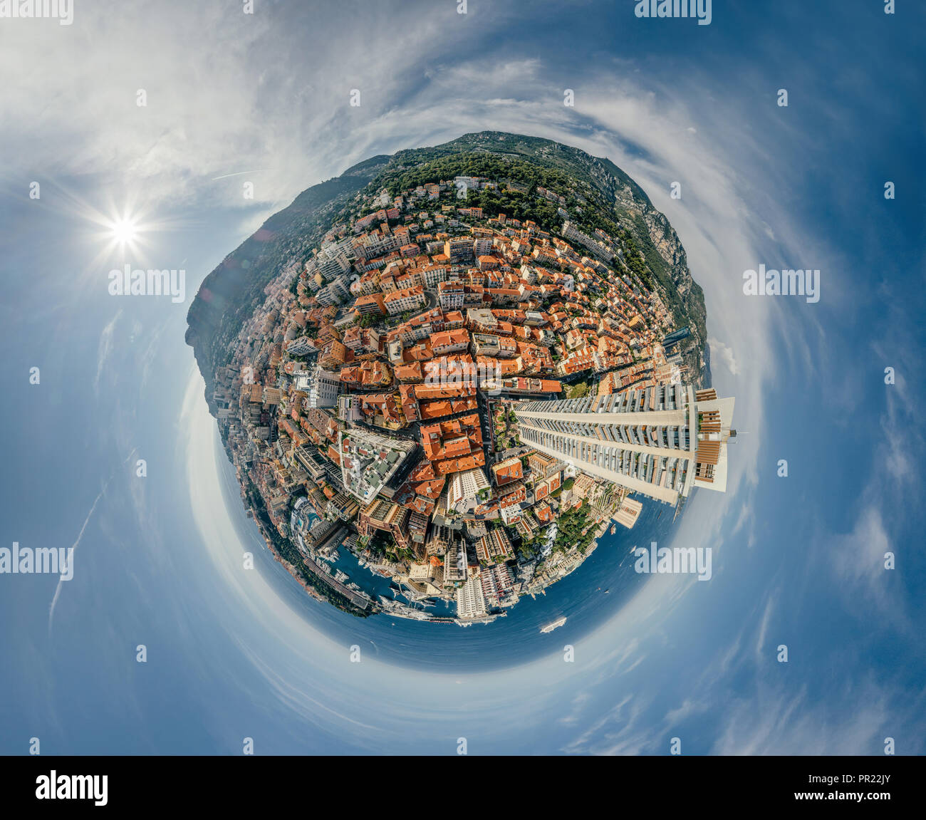 Mountains in Monaco Monte-Carlo city riviera Drone summer photo Air 360 ...