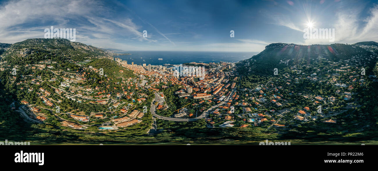 Mountains in Monaco Monte-Carlo city riviera Drone summer photo Air 360 ...