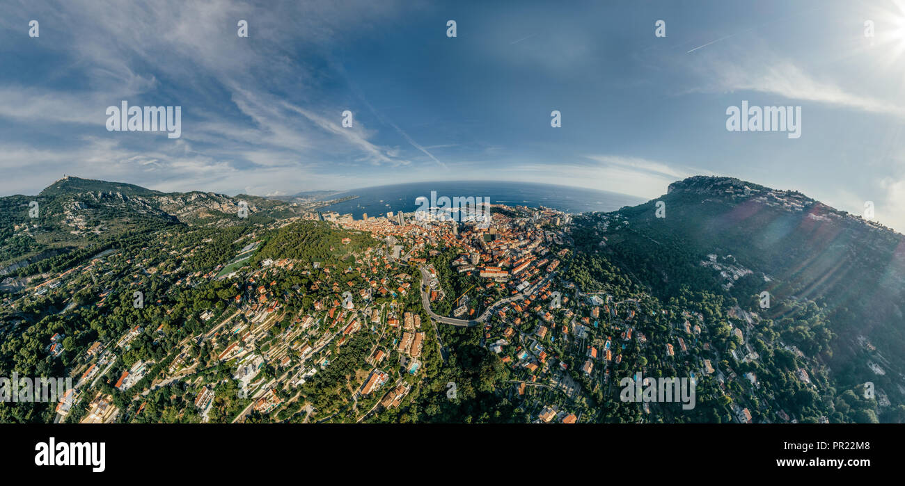 Mountains in Monaco Monte-Carlo city riviera Drone summer photo Air 360 ...