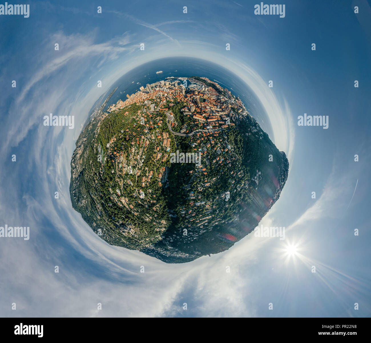 Mountains in Monaco Monte-Carlo city riviera Drone summer photo Air 360 ...