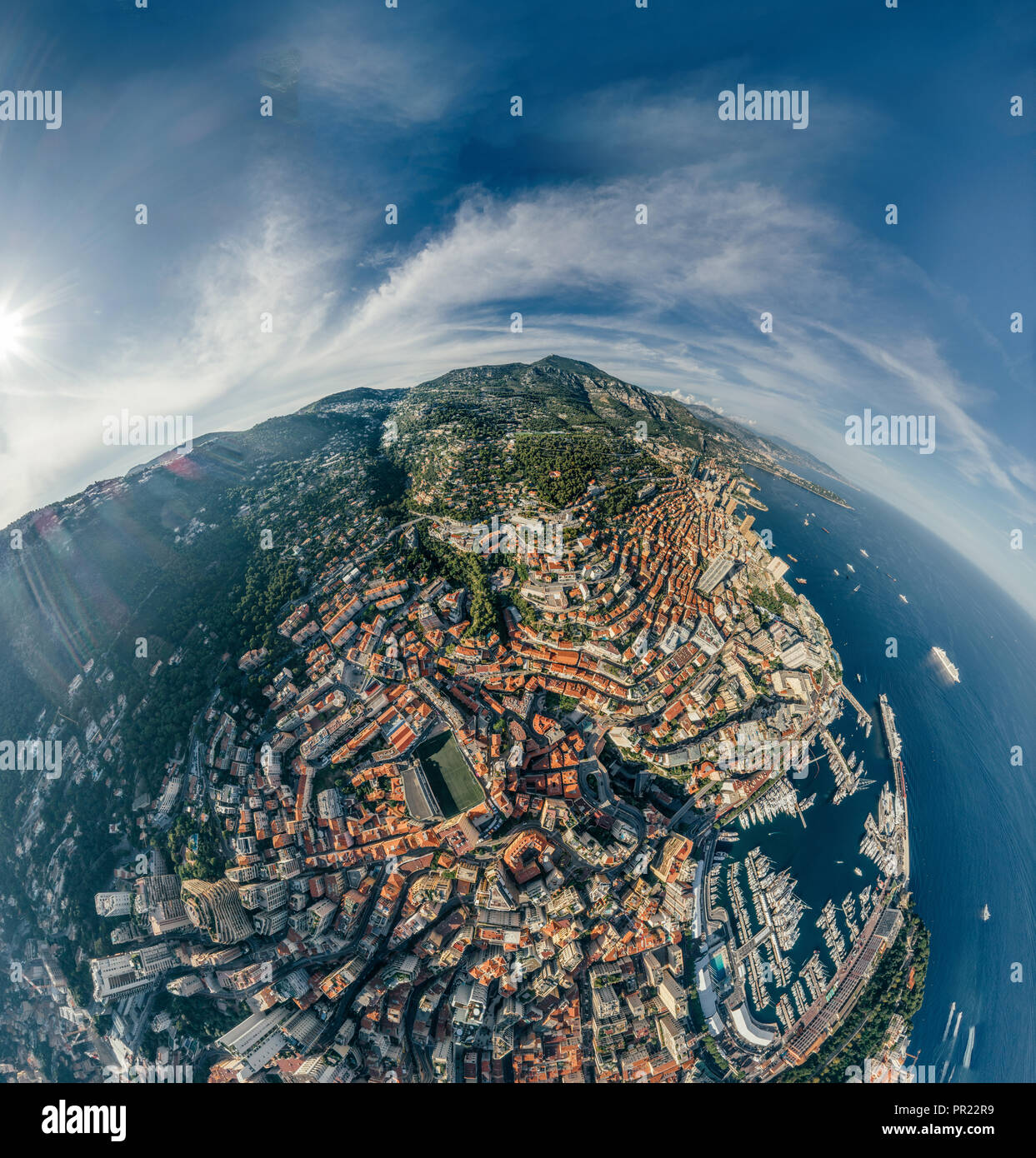 Mountains in Monaco Monte-Carlo city riviera Drone summer photo Air 360 ...