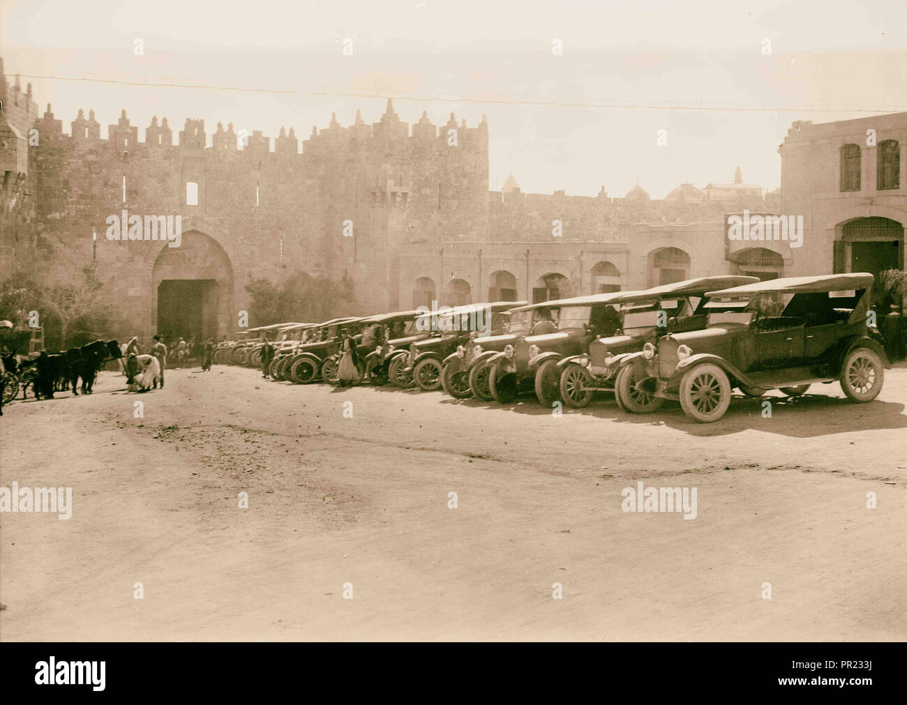 Ford cars parked in Damascus Gate area. 1934, Jerusalem, Israel Stock ...
