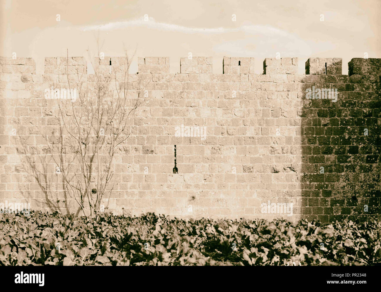 Close up of the Citadel ramparts Jerusalem. 1934, Israel Stock Photo ...
