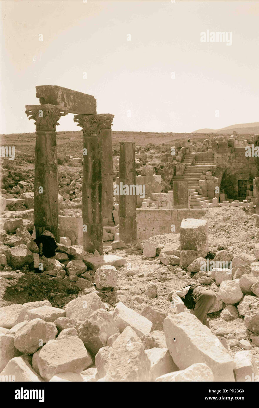 Jerash. Pillars, etc. near church of St. Theodore. 1940, Jordan, Gerasa ...