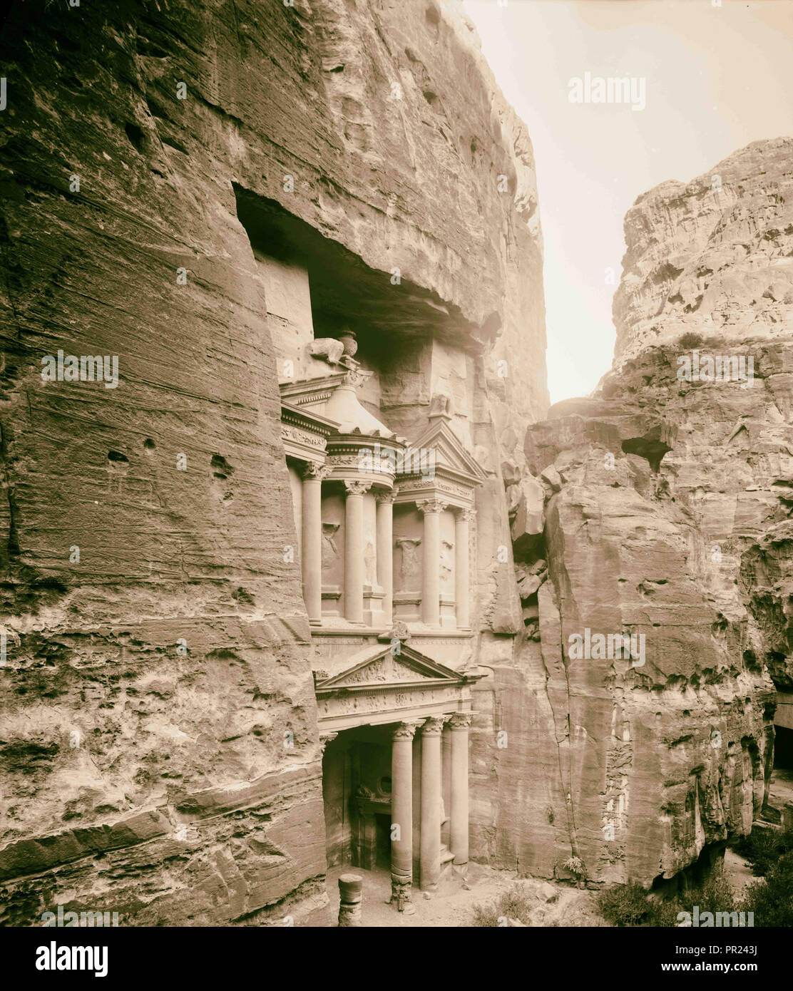 Petra. Temple of el-Khazneh from the southeast. 1898, Jordan, Petra ...