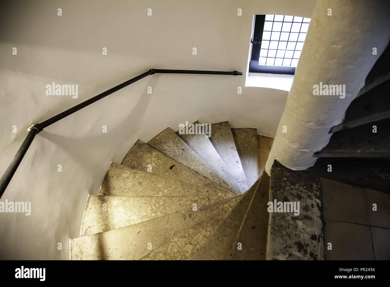 Ancient spiral staircase, medieval staircase detail Stock Photo - Alamy